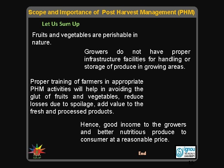 Scope and Importance of Post Harvest Management PHM