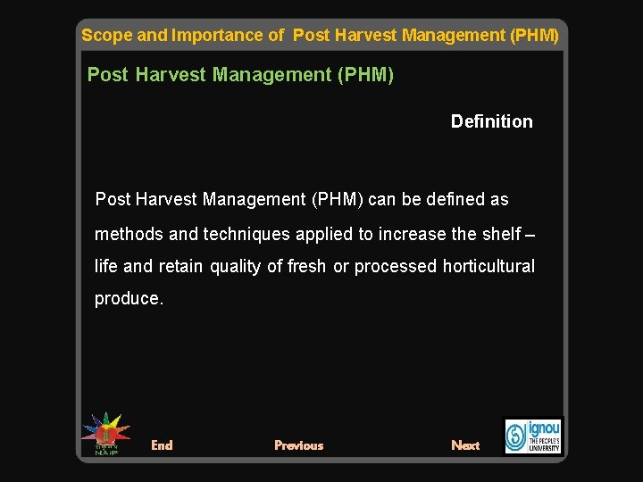 Scope and Importance of Post Harvest Management PHM
