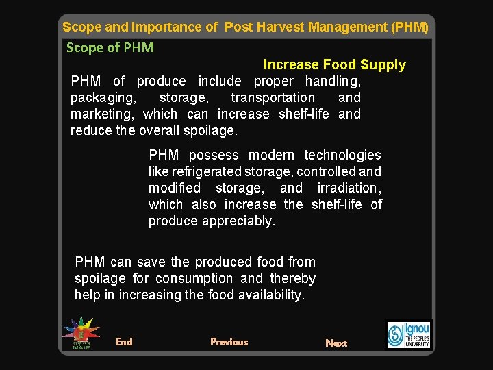 Scope and Importance of Post Harvest Management PHM