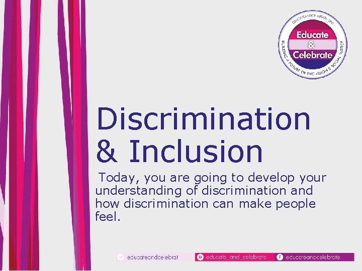 Discrimination Inclusion Today you are going to develop