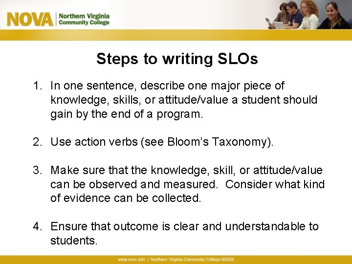 Writing And Mapping Student Learning Outcomes Dr Jennifer