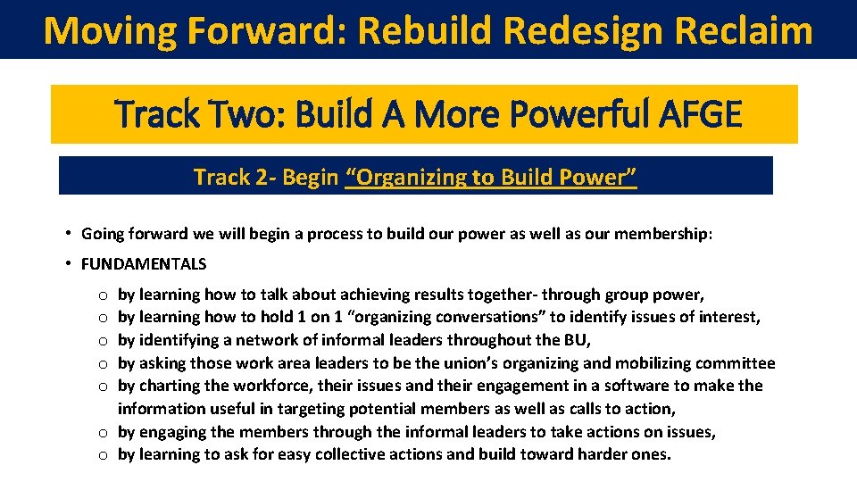 Moving Forward Rebuild Redesign Reclaim Two Tracks One