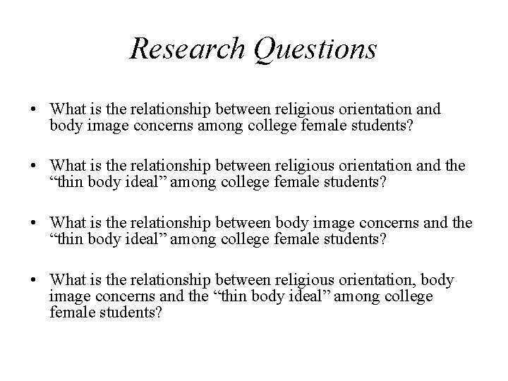 The Relationship Between Religious Orientation and Body Image