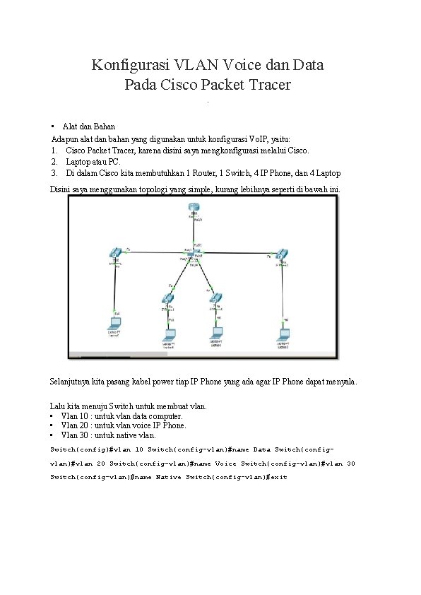 Konfigurasi VLAN Voice dan Data Pada Cisco Packet