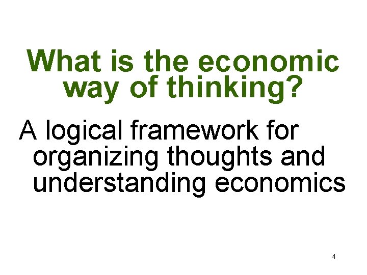 Introducing the Economic Way of Thinking Economics for