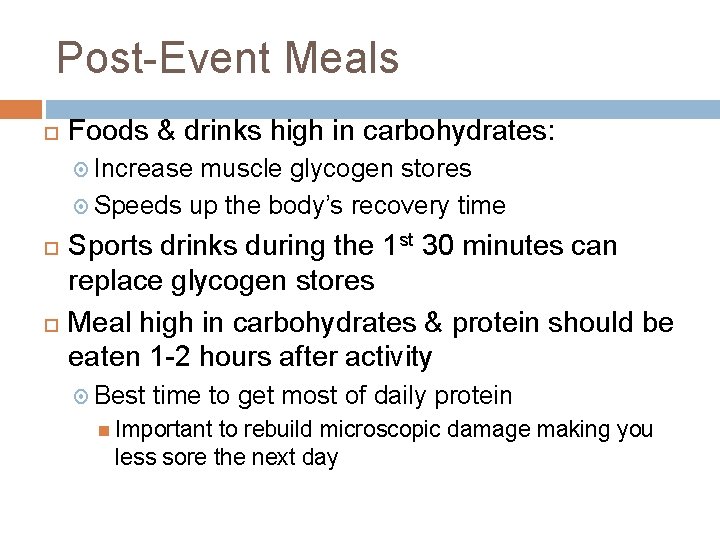 EVENT MEALS Chapter 5 Objectives Describe the importance