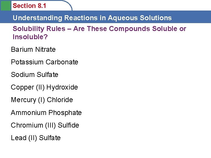Section 8 1 Understanding Reactions in Aqueous Solutions