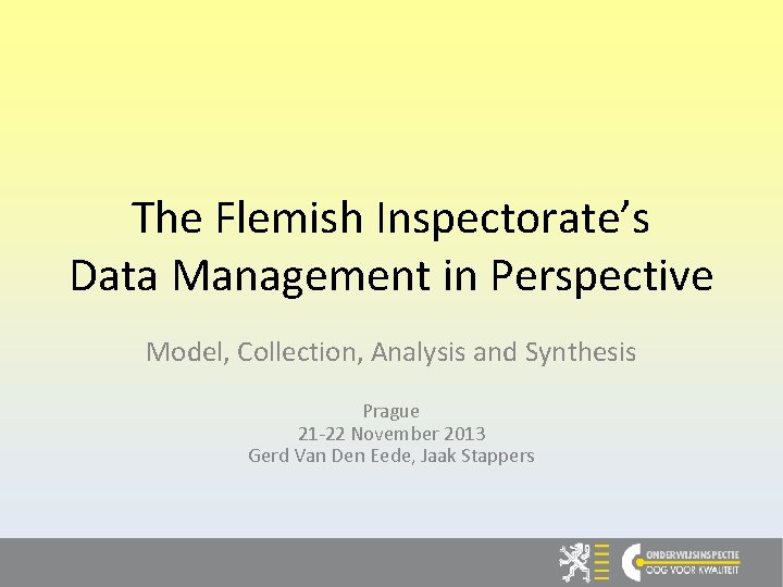The Flemish Inspectorates Data Management in Perspective Model
