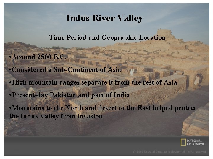 Indus River Valley Time Period and Geographic Location
