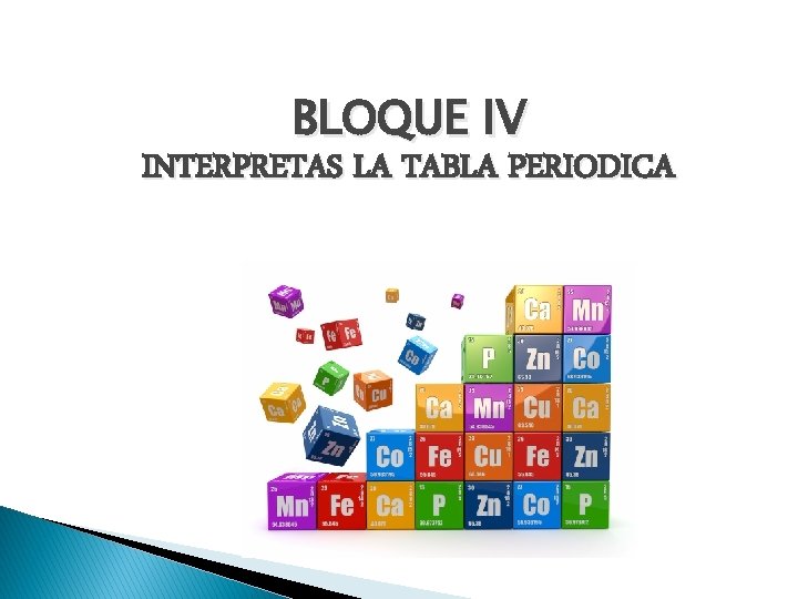 BLOQUE IV INTERPRETAS LA TABLA PERIODICA BLOQUE IV