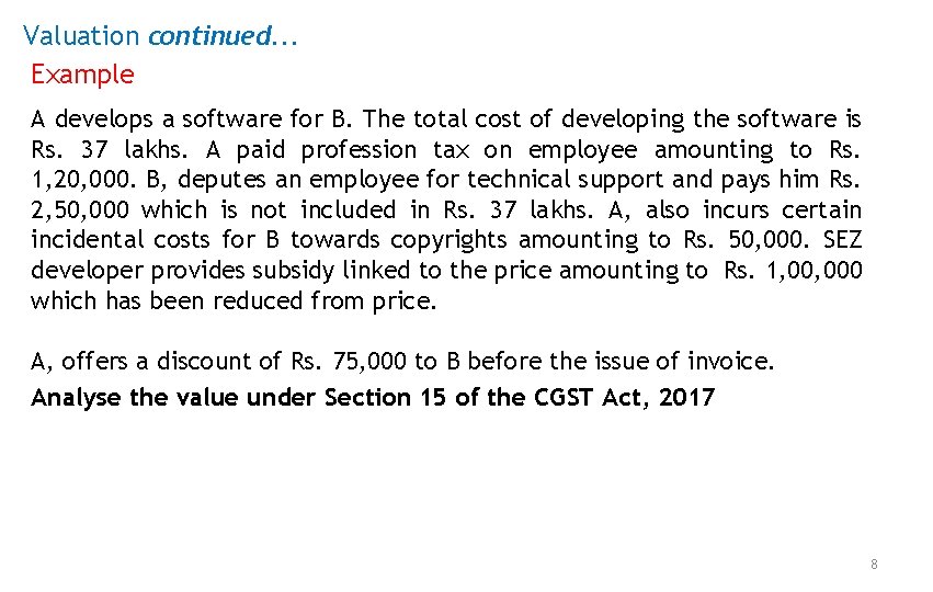 GOODS AND SERVICE TAX Valuation 22 07 17