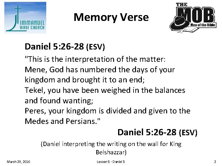 Announcements Welcome to MOB IBC Inductive Bible Study