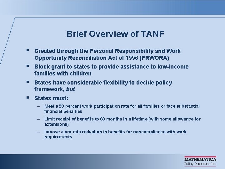 TANF Recipients Living with a Disability Policy Framework