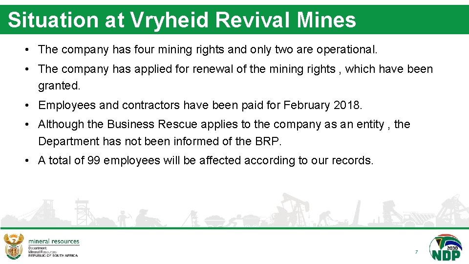 BRIEFING ON THE LATEST DEVELOPMENTS AT THE OPTIMUM