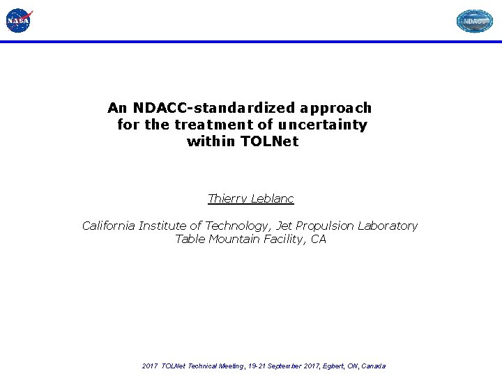 An NDACCstandardized approach for the treatment of uncertainty