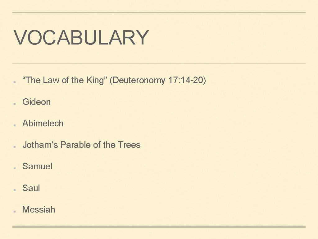 KINGSHIP IN ANCIENT ISRAEL 10217 Professor Tate VOCABULARY