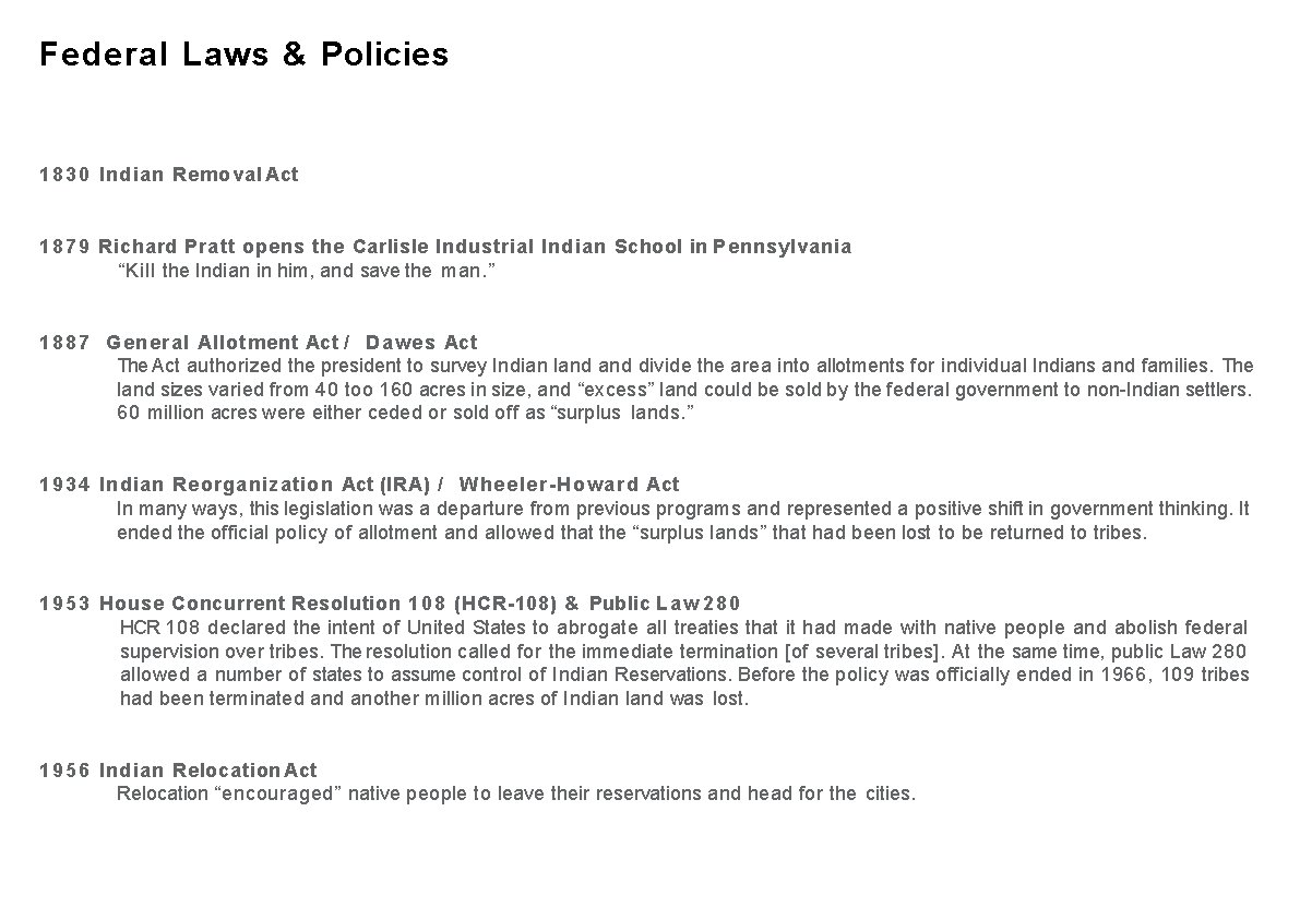 Federal Laws Policies 1 8 3 0 Indian