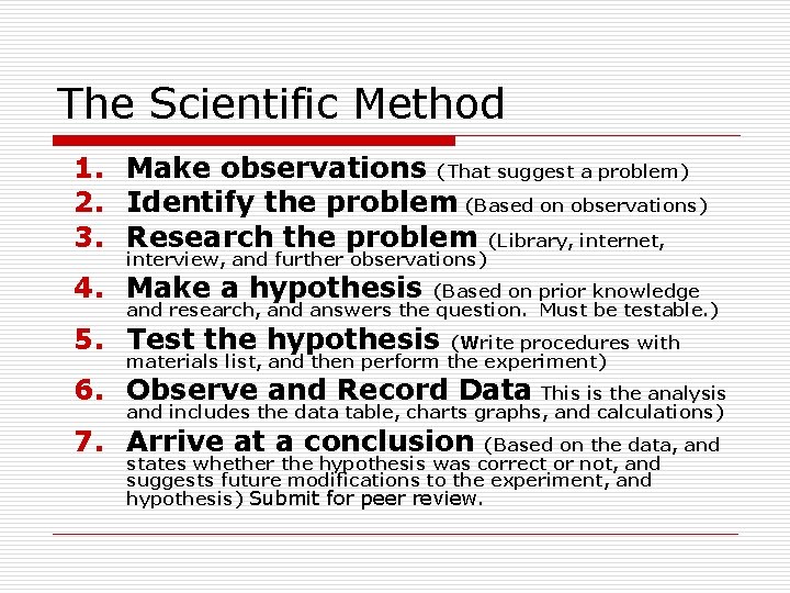 Scientific Method Vocabulary Review o Hypothesis an educated