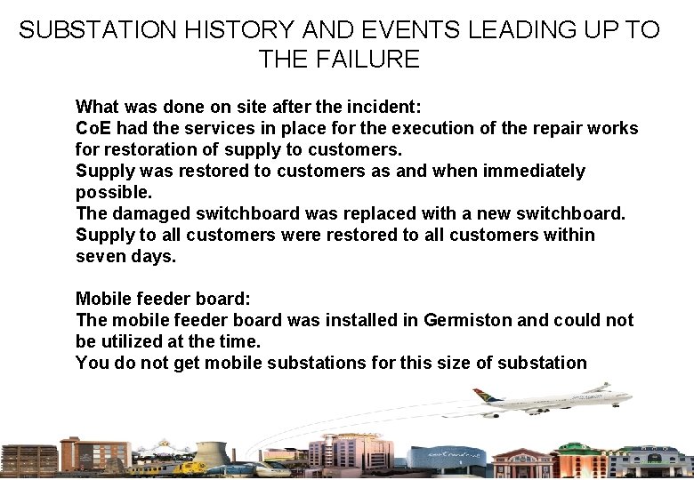 Energy Department Glen Marais substation failure Kempton Park