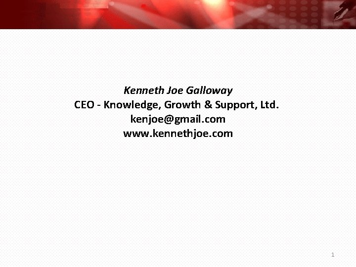 Kenneth Joe Galloway CEO Knowledge Growth Support Ltd