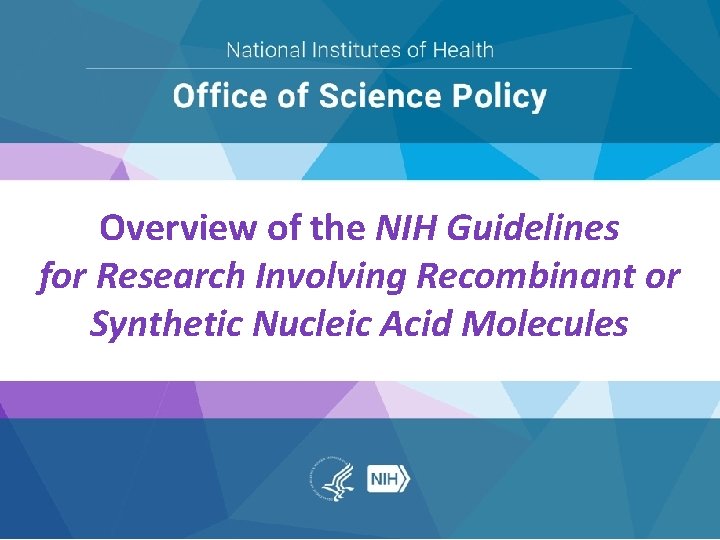 Overview of the NIH Guidelines for Research Involving