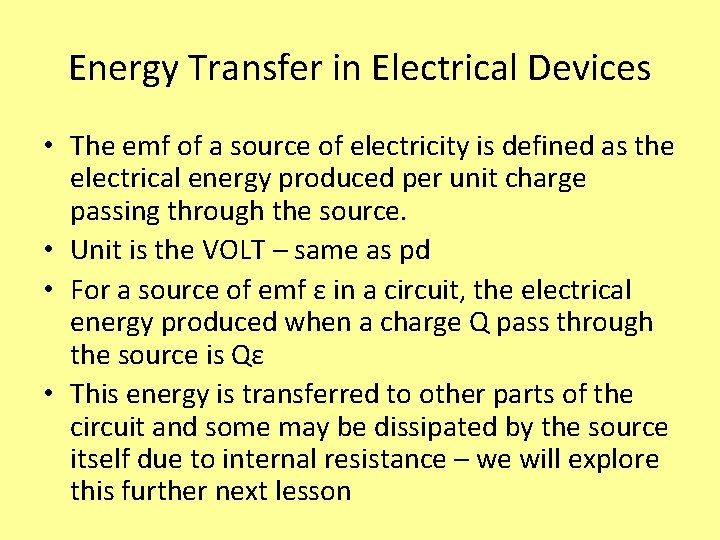 Year 12 Current Electricity Lesson 3 Potential difference