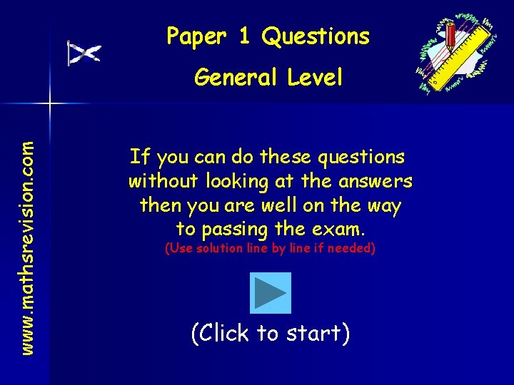 Paper 1 Questions www mathsrevision com General Level
