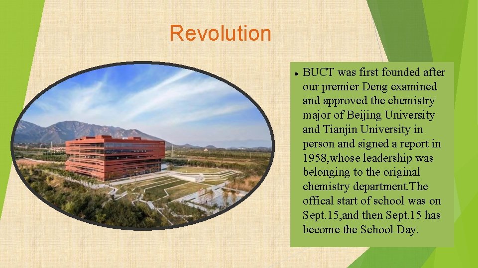 THE ORDER BRIEF INTRODUCTION THE HISTORY OF BUCT