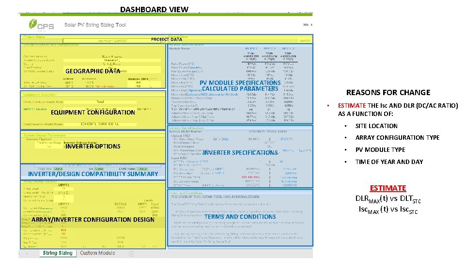 DASHBOARD VIEW PROJECT DATA GEOGRAPHIC DATA PV MODULE