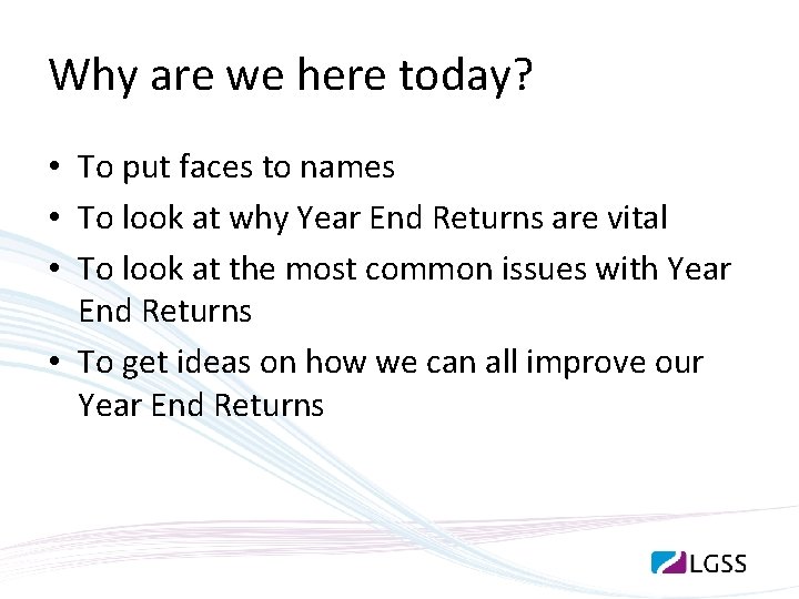 Year End Submission Workshop Liz Chapman Pension Team