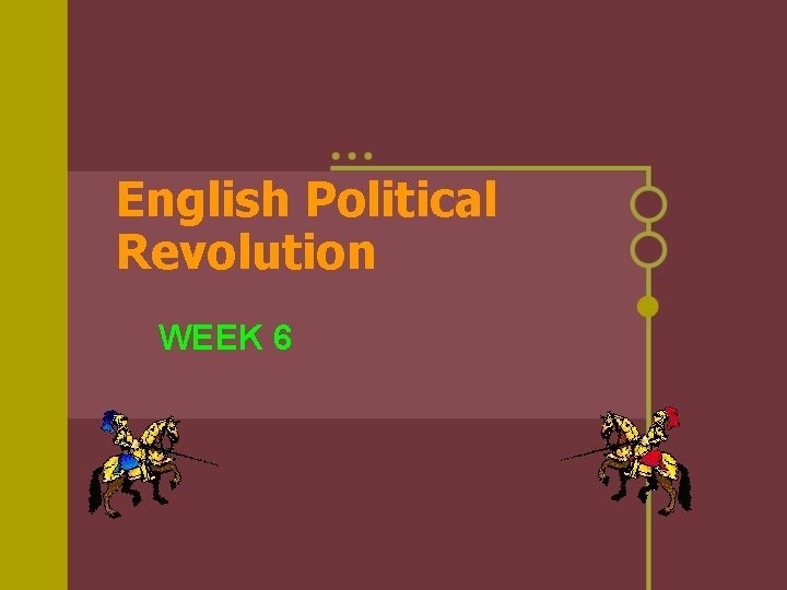 English Political Revolution WEEK 6 II The Restoration