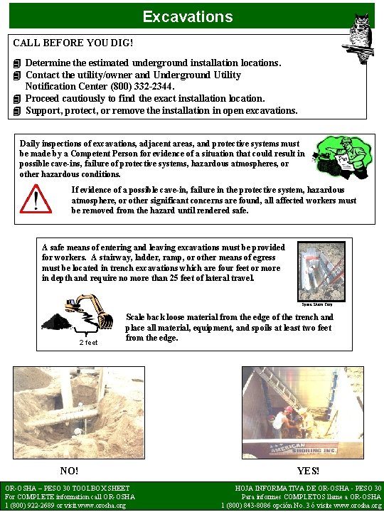 Excavations CALL BEFORE YOU DIG 4 Determine the