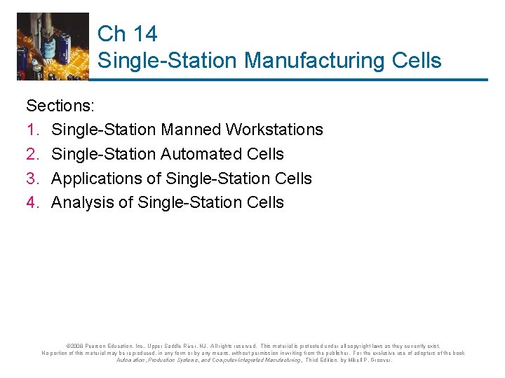 Ch 14 SingleStation Manufacturing Cells Sections 1 SingleStation