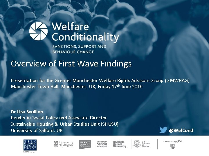 Overview of First Wave Findings Presentation for the