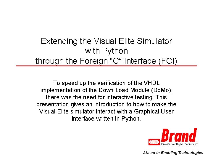 Logo Extending the Visual Elite Simulator with Python