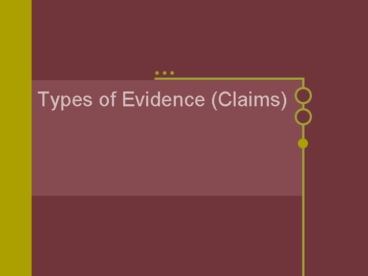 Types of Evidence Claims Personal Experience l Definition