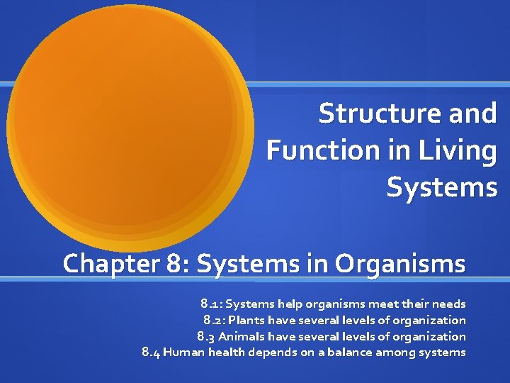 Structure and Function in Living Systems Chapter 8