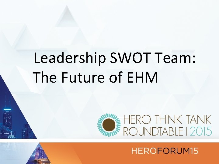 Leadership SWOT Team The Future of EHM Leadership