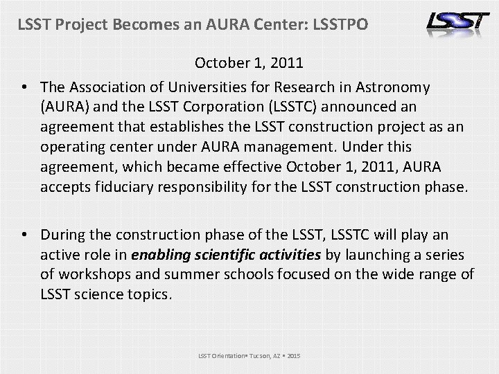 LSST Introduction to the Basics Daniel Calabrese Business