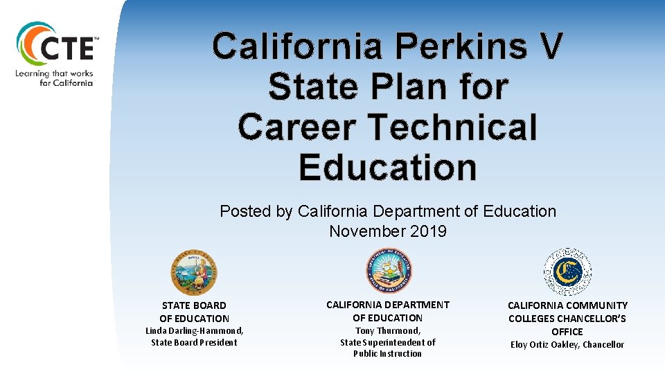 California Perkins V State Plan for Career Technical