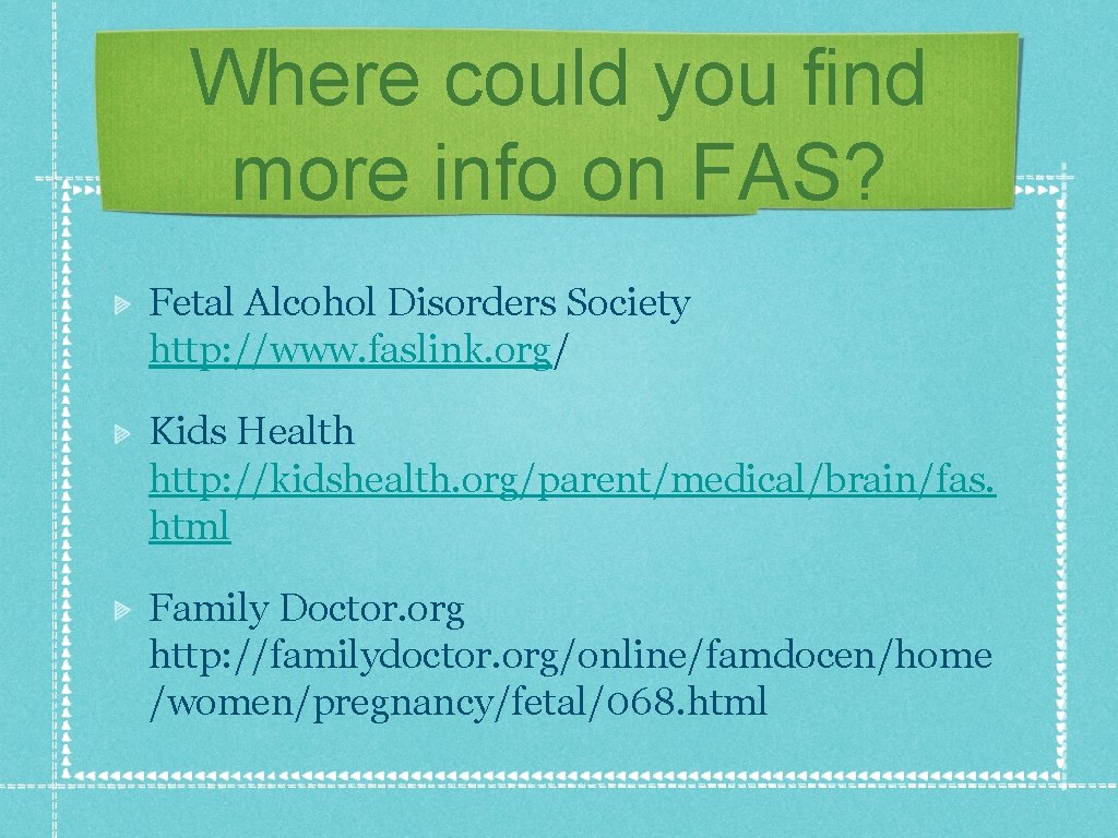 Fetal Alcohol Syndrome FAS r e if n