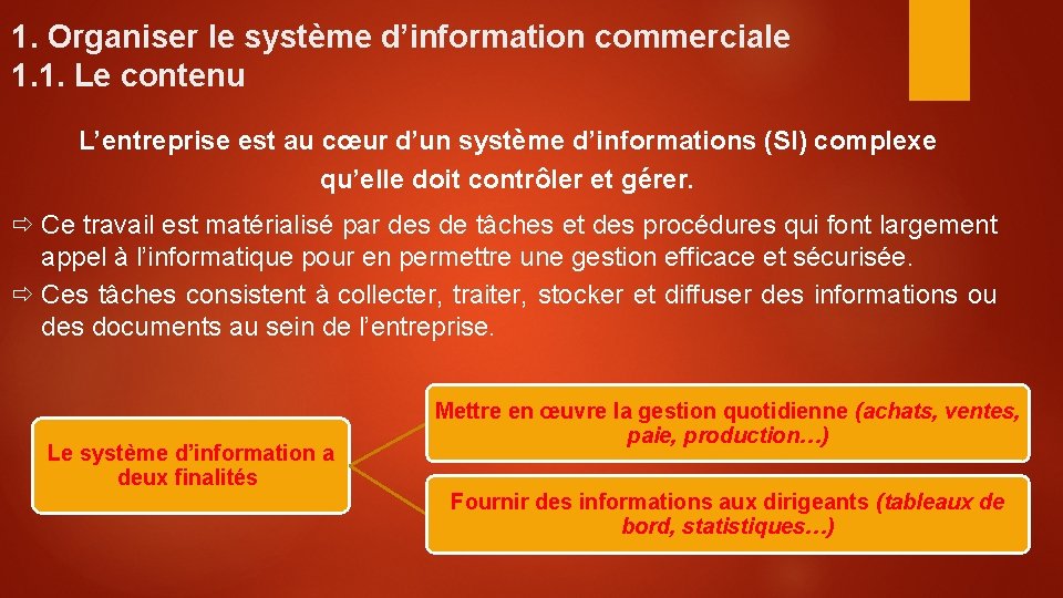 1 Organiser le systme dinformation commerciale 1 1