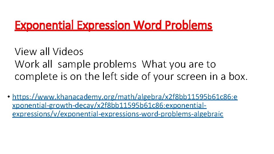 AFM Exponential Functions Introduction Watch all videos on