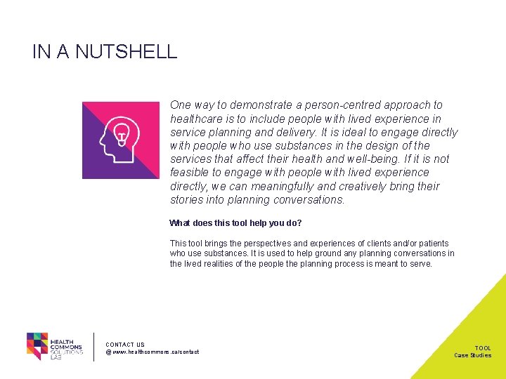 TOOL Case Studies of People Who Use Substances