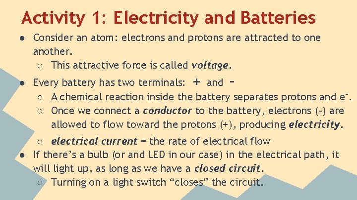 Electricity and STEM Lab 5 Activity 1 Electricity