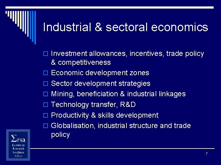 Public Economics South African research topics Andrew Donaldson