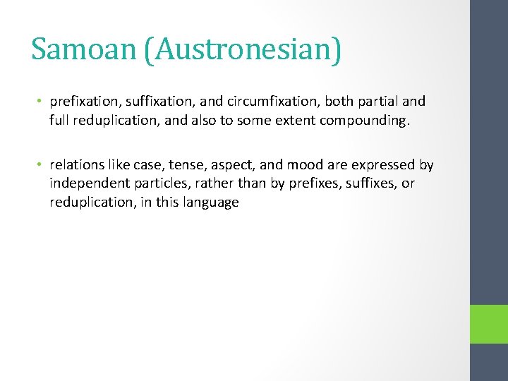 Typology Morphological typology Introduction See the big picture