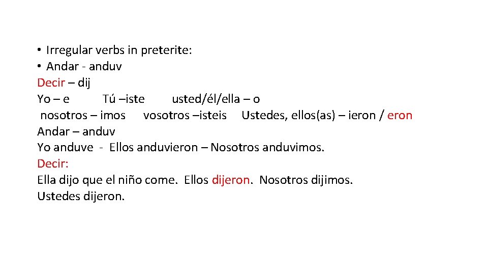 Repaso de la conjugacin de los verbos en