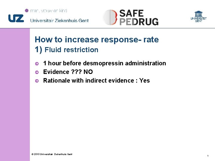 How to increase response rate 1 Fluid restriction