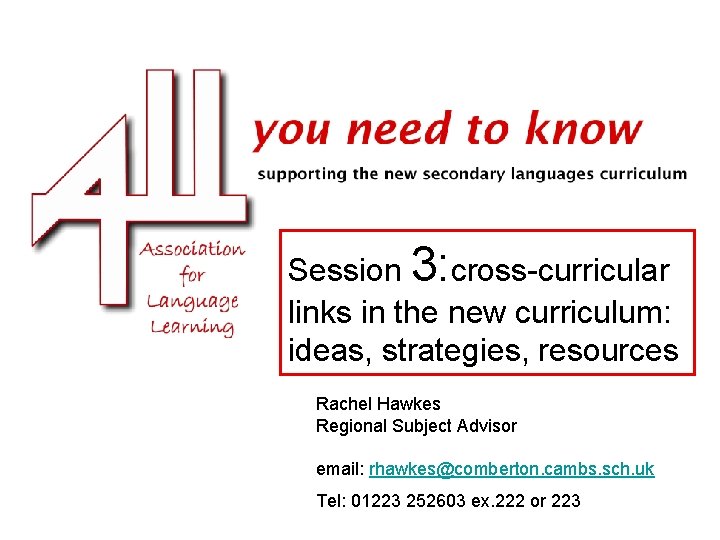Session 3 crosscurricular links in the new curriculum